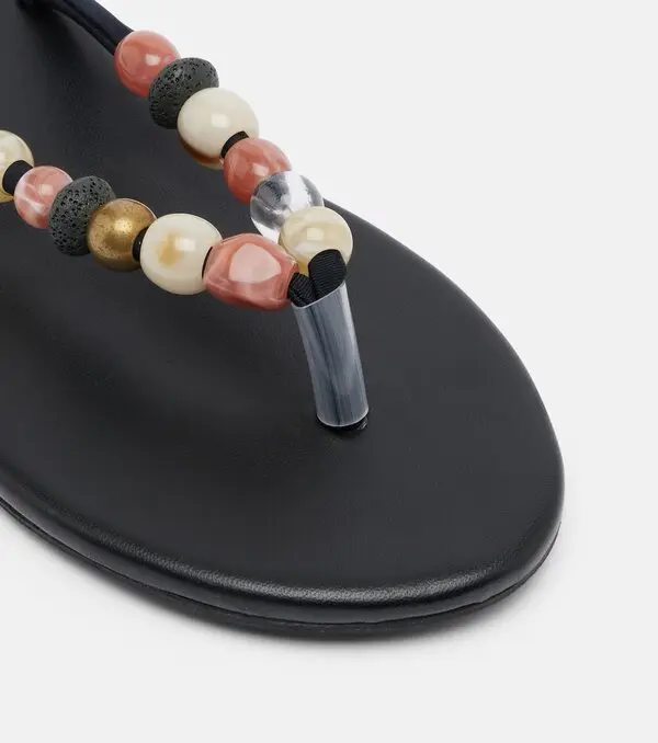 ANCIENT GREEK SANDALS Saionara Beaded Leather Thong Sandals
