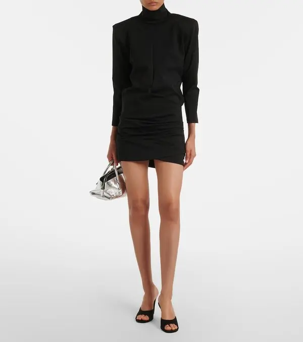 Attico Draped Turtleneck Jersey Minidress