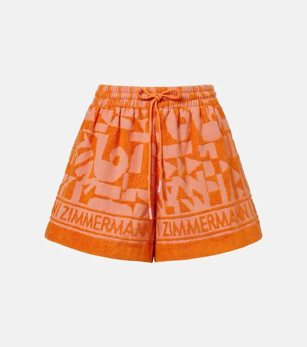 Zimmermann Solstice Cotton Terry Shorts - Orange