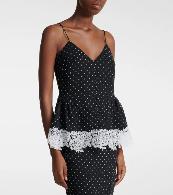 ROTATE BY BIRGER CHRISTENSEN Lace-trimmed Polka-dot Camisole