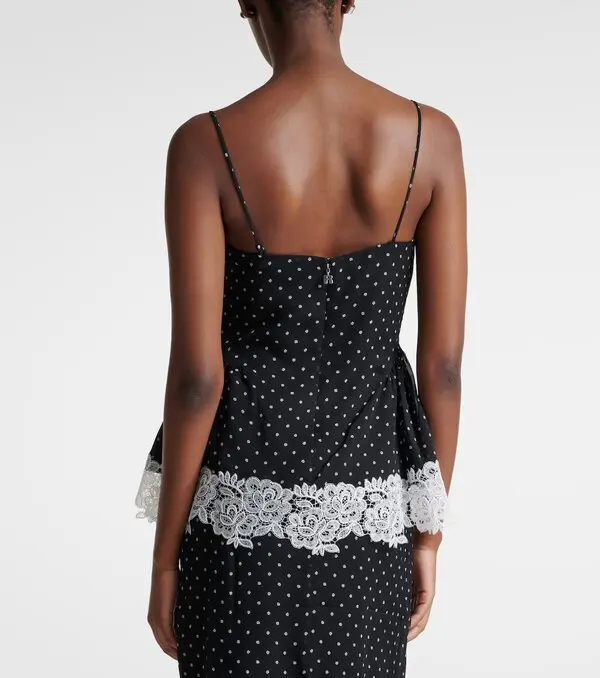 ROTATE BY BIRGER CHRISTENSEN Lace-trimmed Polka-dot Camisole