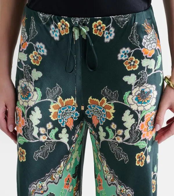 Roberto Cavalli Floral Silk Satin Flared Pants