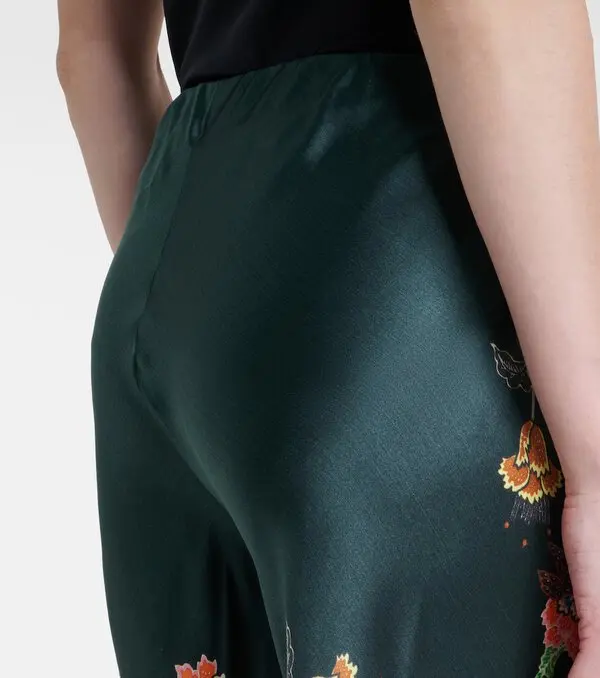 Roberto Cavalli Floral Silk Satin Flared Pants