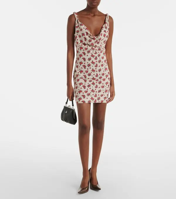 VIVIENNE WESTWOOD Anna Floral Cotton Jersey Mini Dress - White