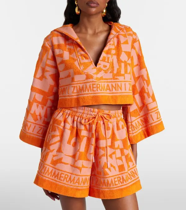 Zimmermann Solstice Towelling Cotton Terry Crop Top