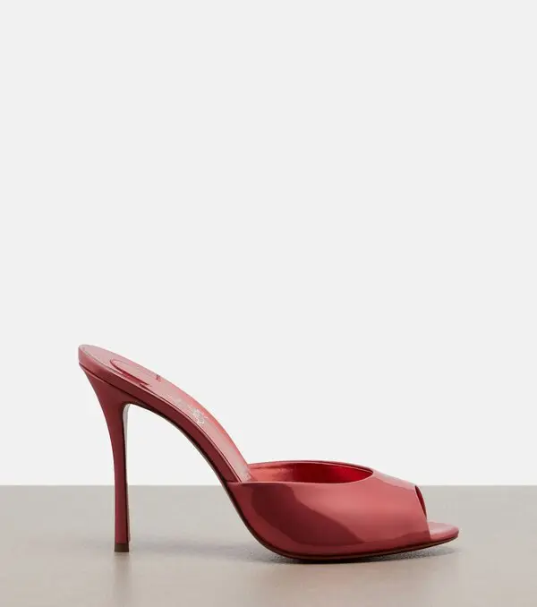 CHRISTIAN LOUBOUTIN Me Dolly Laminated Leather Mules - Pink