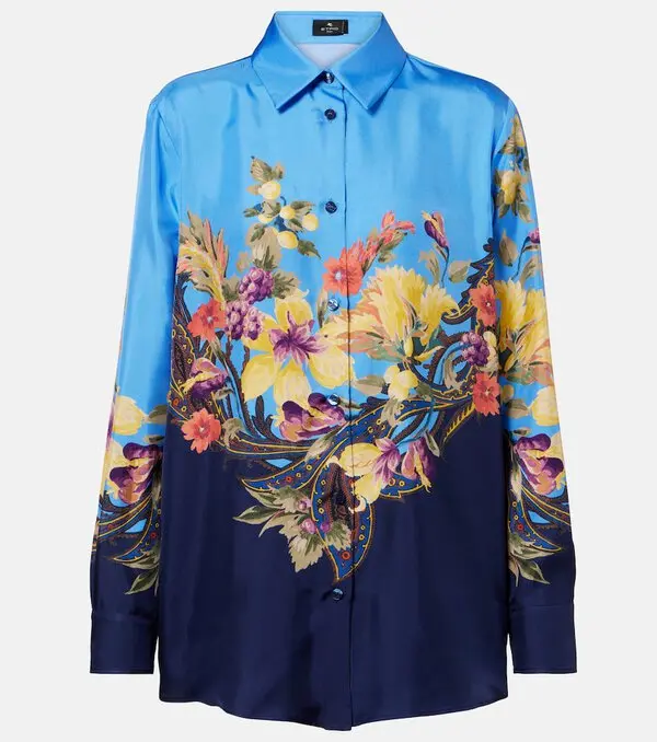 Etro Floral Silk Shirt - Blue