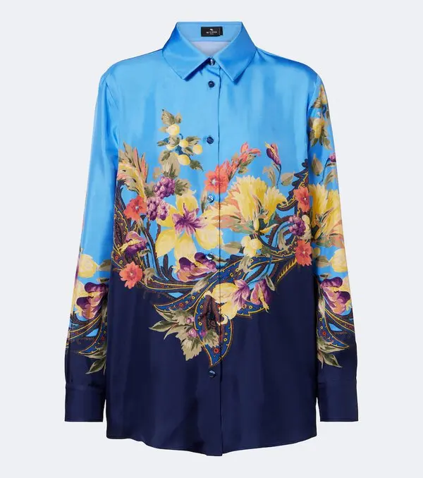 Etro Floral Silk Shirt - Blue