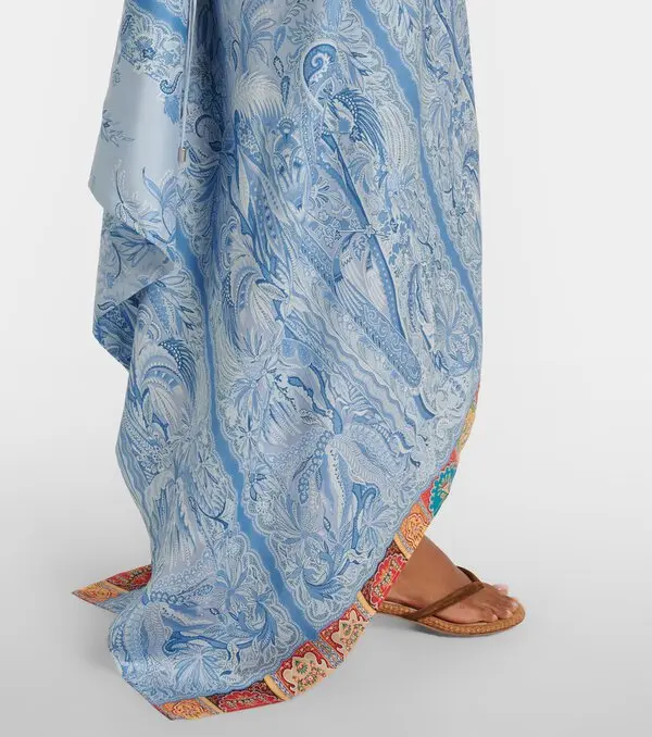 Etro Paisley Asymmetrical Silk Maxi Dress