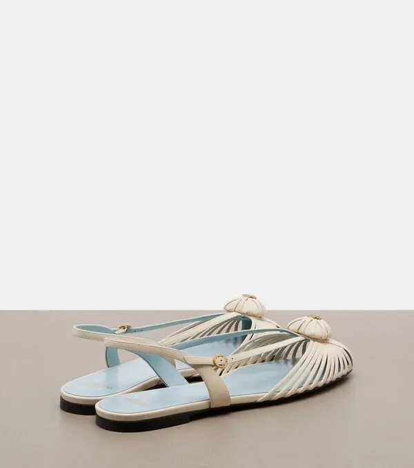 Valentino Garavani Cœur Royal Leather Slingback Flats