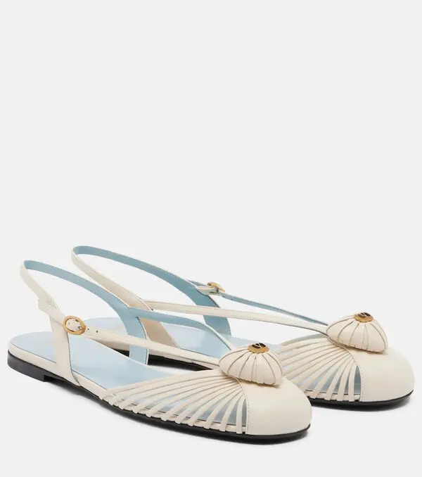 Valentino Garavani Leather Slingback Flats - White