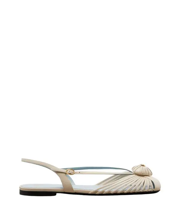 Valentino Garavani Leather Slingback Flats - White