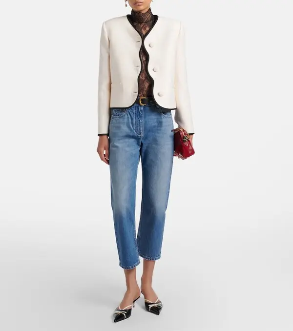 Valentino Garavani Cropped Faded Straight Jeans