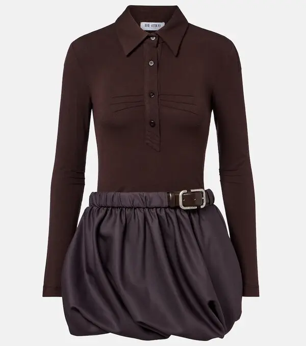 Attico Belted Polo Dress - Brown