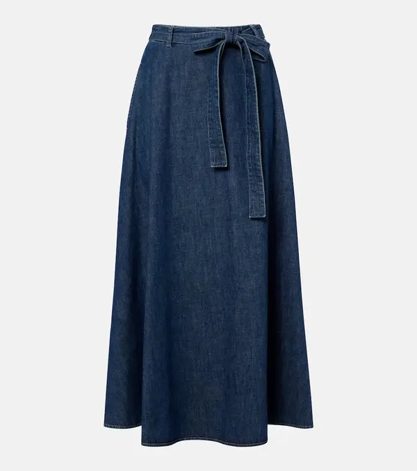Valentino Garavani Chambray Midi Skirt - Blue