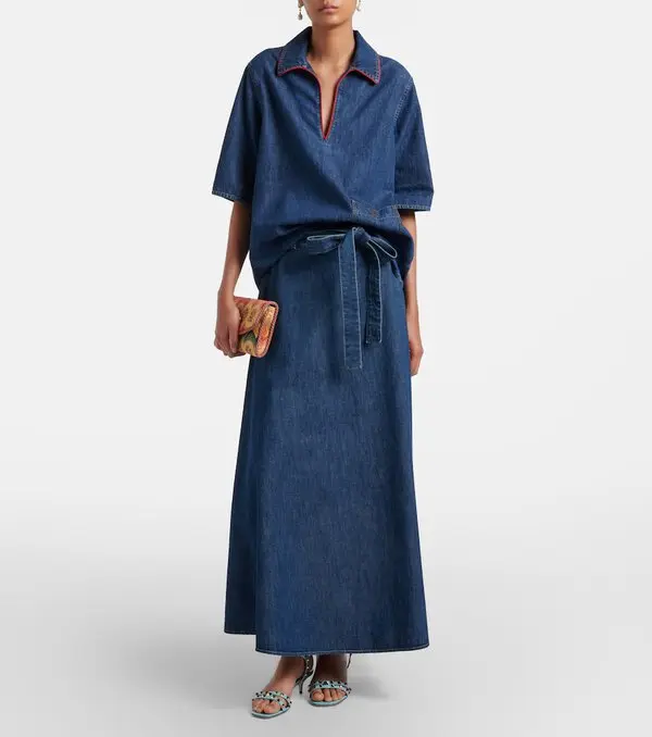 Valentino Garavani Chambray Midi Skirt