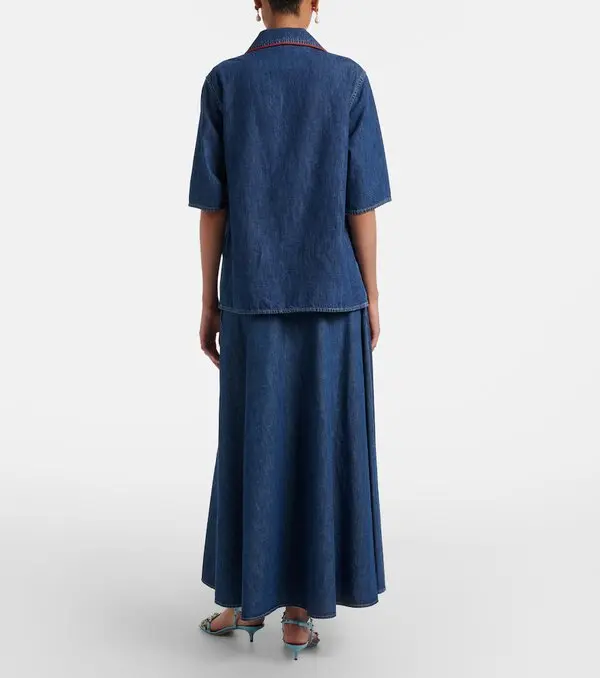 Valentino Garavani Chambray Midi Skirt