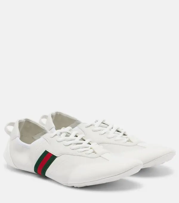 Gucci Suede And Leather Lace-up Sneakers - White
