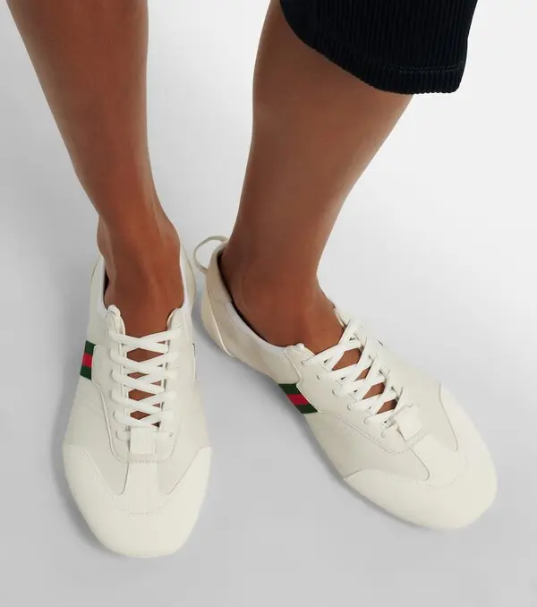 Gucci Suede And Leather Lace-up Sneakers