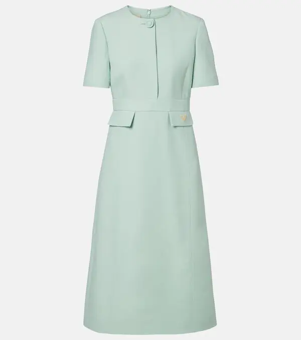 Valentino Garavani Crepe Couture Vgold Midi Dress - Blue