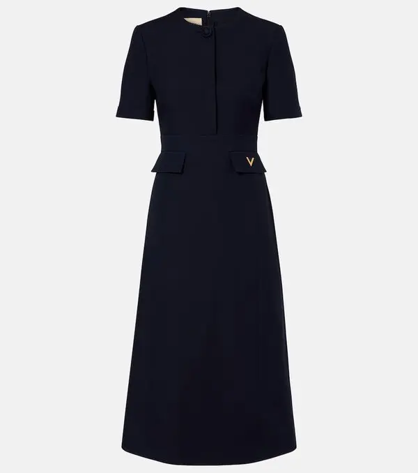 Valentino Garavani Crepe Couture Vgold Midi Dress - Blue