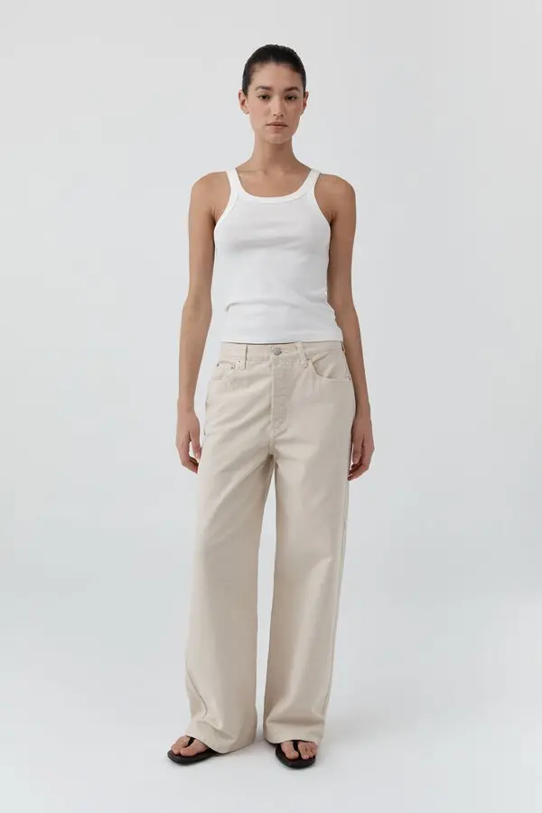 ST. AGNI Canvas Classic Mid Rise Jeans - Ecru
