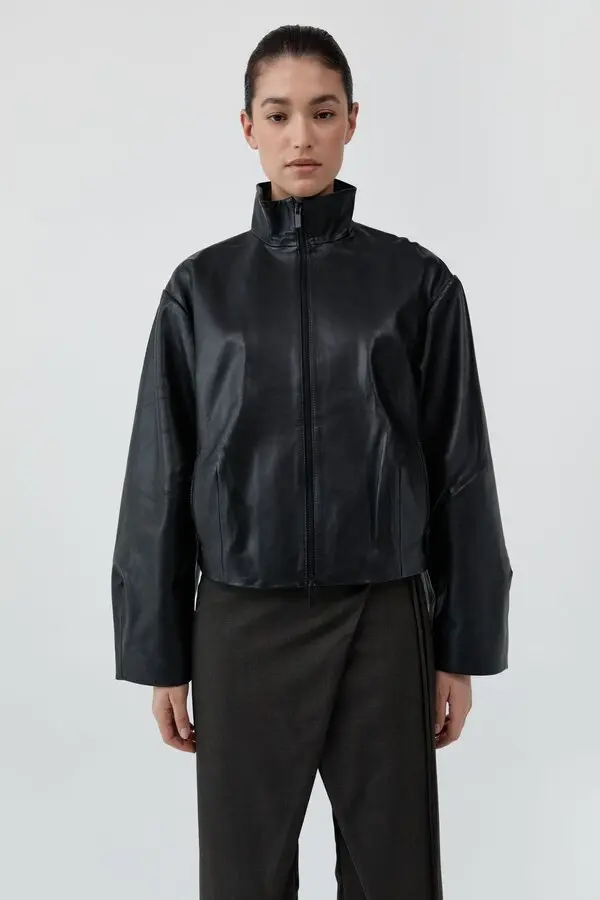 ST. AGNI Cocoon Zip Leather Jacket