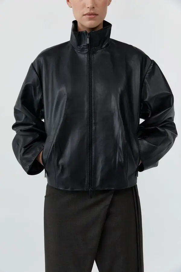 ST. AGNI Cocoon Zip Leather Jacket