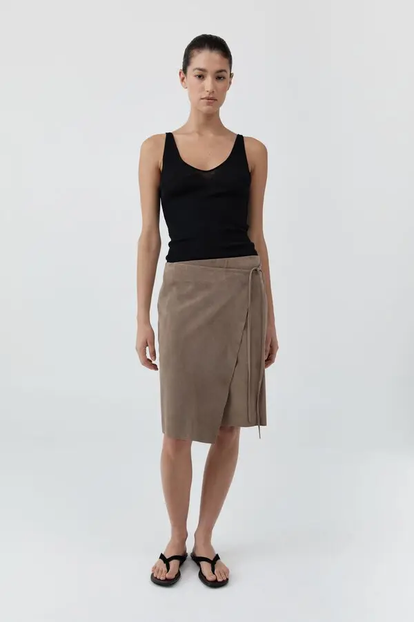ST. AGNI Pre-order: Suede Everyday Wrap Skirt