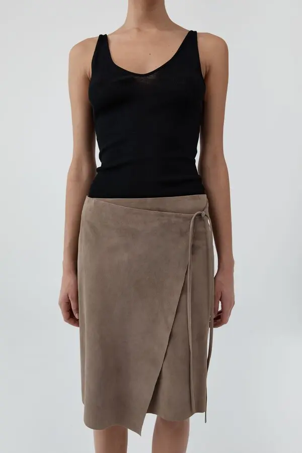 ST. AGNI Pre-order: Suede Everyday Wrap Skirt