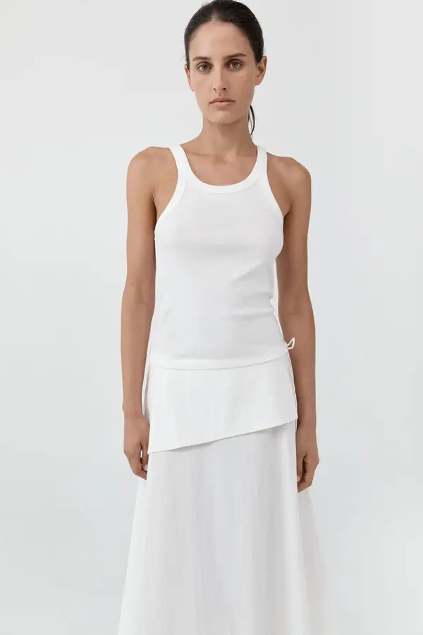 ST. AGNI Organic Cotton Racer Singlet - White