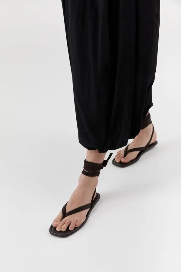 ST. AGNI Suede Tie Up Sandal