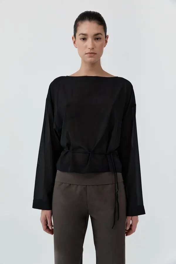 ST. AGNI Stretch Silk Bateau Top
