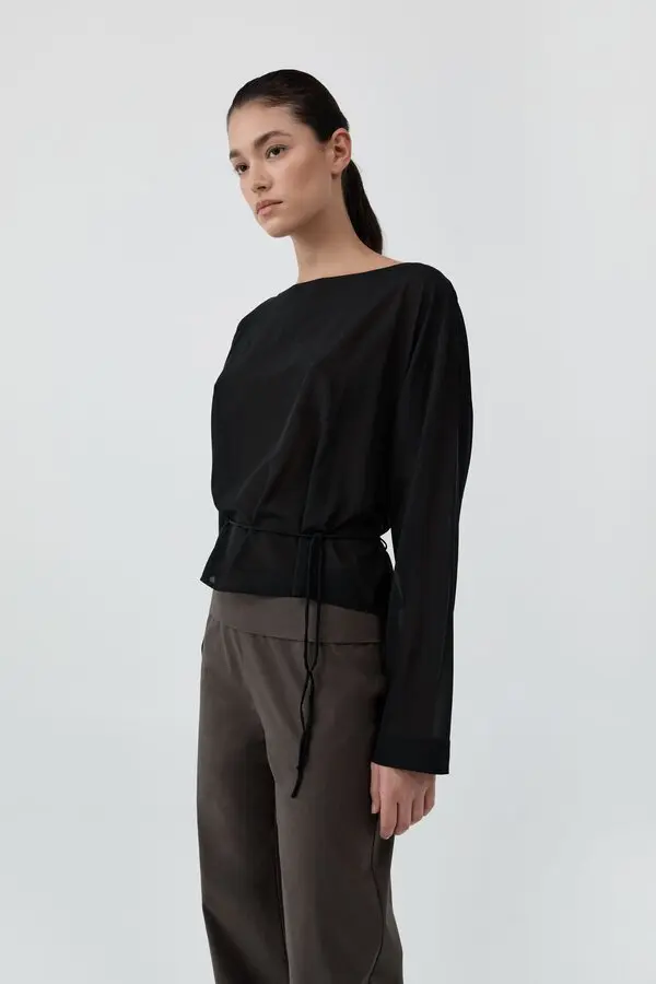 ST. AGNI Stretch Silk Bateau Top