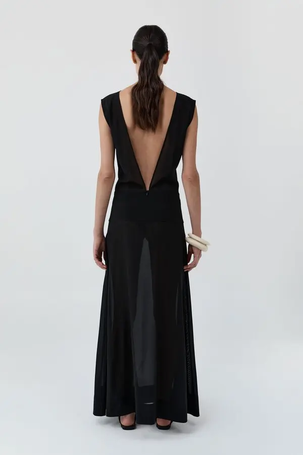 ST. AGNI Stretch Silk Bateau Dress