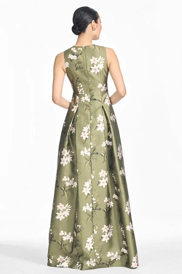 Sachin & Babi Brooklynne Gown In Printed Mikado