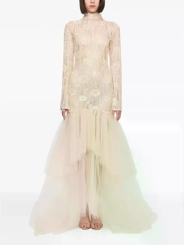 ATU BODY COUTURE Sequin Embellished Tulle Dress - Neutrals