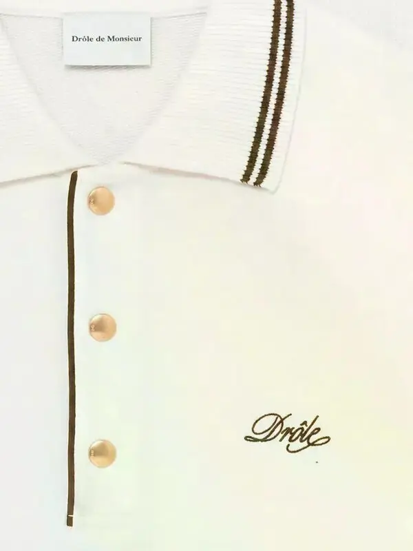 Drole De Monsieur Drôle Logo-embroidered Polo Shirt - Neutrals