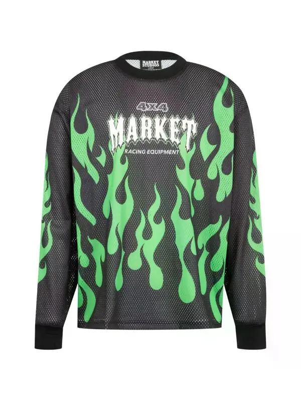 MARKET Toxic Flames Mesh T-shirt - Black