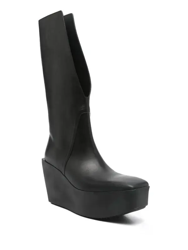 Rick Owens 110mm Leather Platform Biker Boots - Black