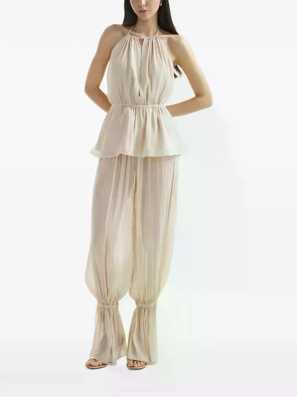 MIA PECULIAR Halterneck Peplum Top - Neutrals