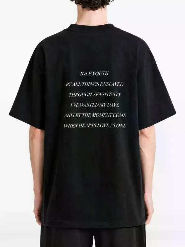 Balenciaga Floral-print Slogan-print T-shirt - Black