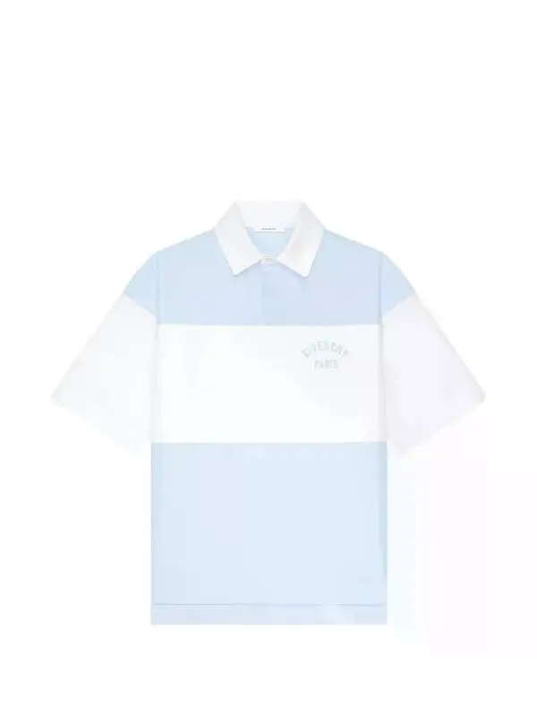 Givenchy Polo In Cotton With Paris Embroidery - Blue