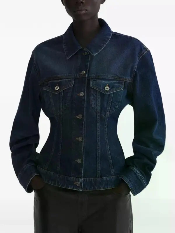 MUGLER Hourglass Round Denim Jacket