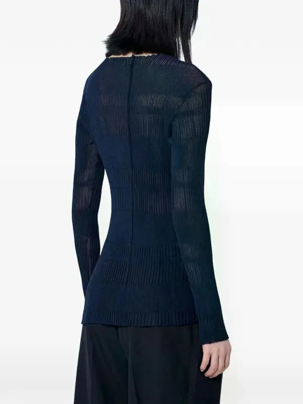 Yohji Yamamoto Sheer-knit Ribbed Sweater