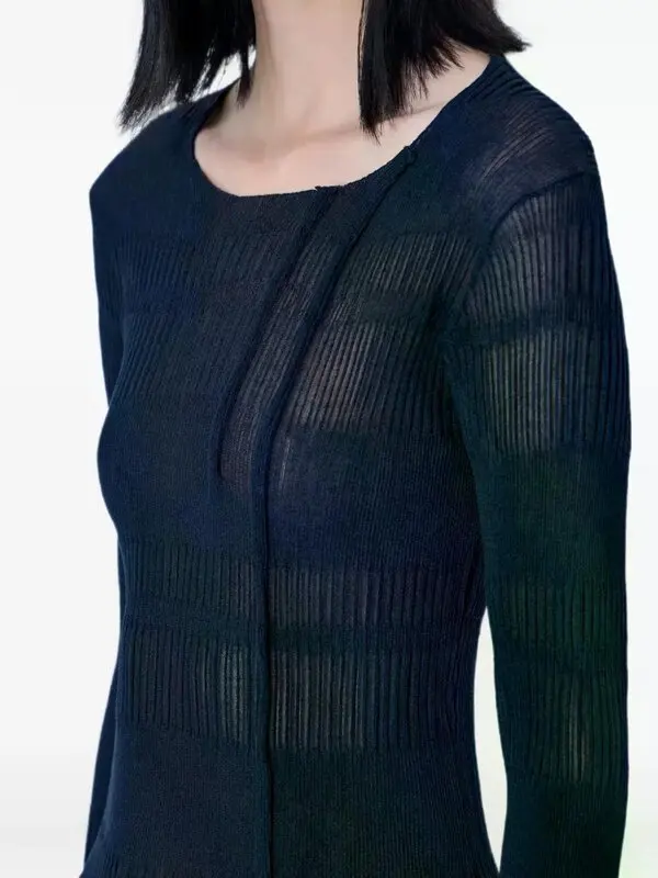 Yohji Yamamoto Sheer-knit Ribbed Sweater
