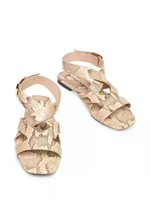 STUART WEITZMAN Snake-effect Square-toe Sandals - Neutrals