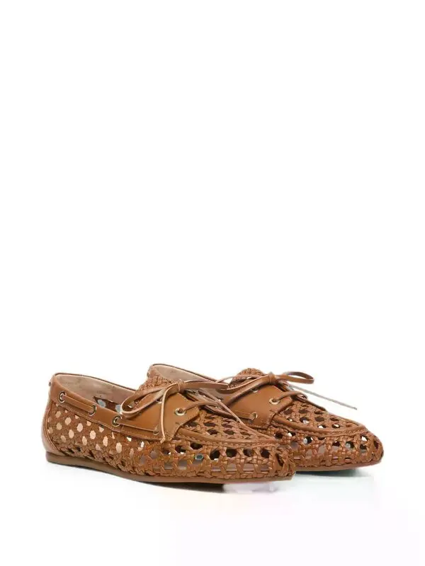 STUART WEITZMAN Tinsley Woven Leather Loafers - Brown