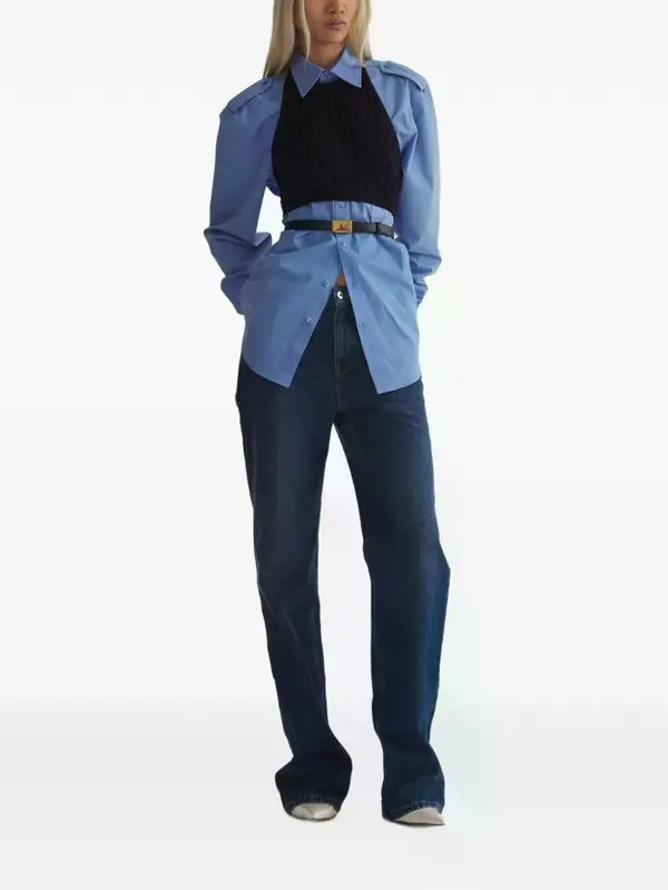 MUGLER Low Waist Pleated Denim Pants