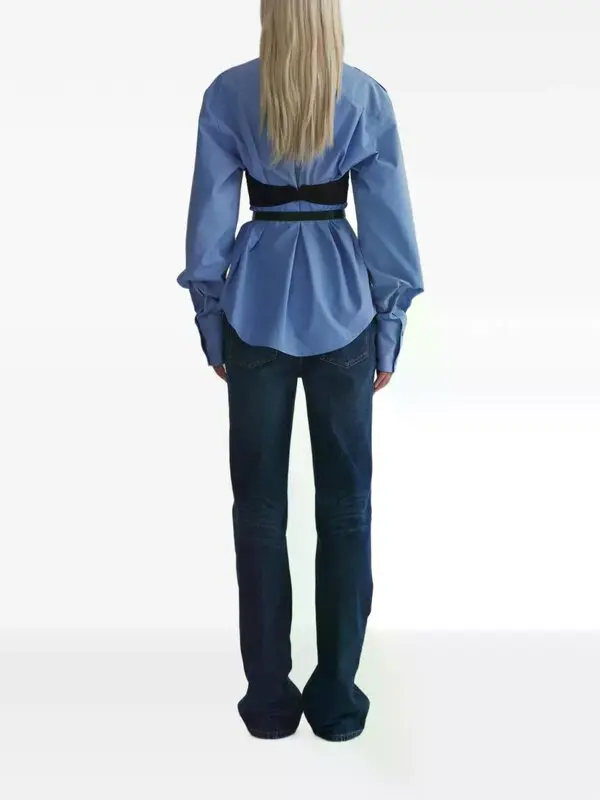 MUGLER Low Waist Pleated Denim Pants
